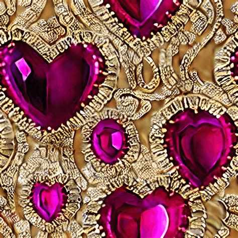 Hyper Realistic Rubies Diamonds And Pearls In Heart Shaped Gold