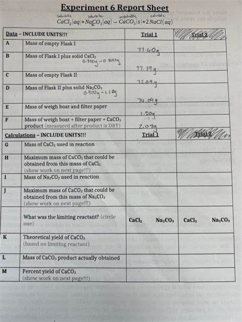 Solved Exneriment 6 Renort Shapt Chem 1111 Name Section