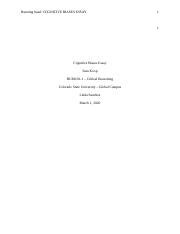 KoopSaraHUM101Mod3 1 Docx Running Head COGNITIVE BIASES ESSAY 1 1 Cognitive Biases Essay Sara