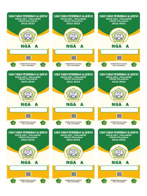 Contoh Kartu Pengawas Ujian Tpq Pdf