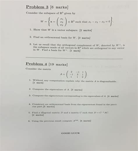 solved problem 3 [6 marks] consider the subspace of r3 given
