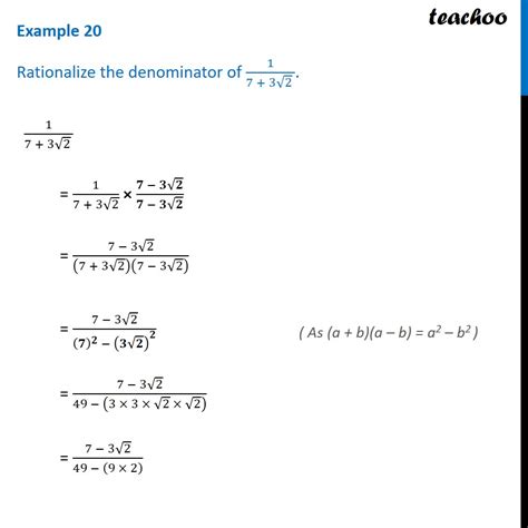 Example 19 Rationalise The Denominator Of 1 7 3 Root 2