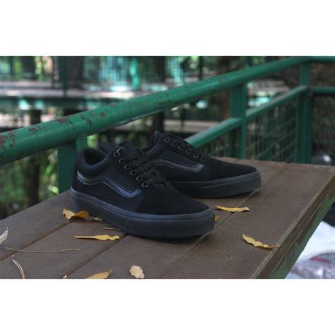 Jual Sepatu Vans Authentic Full Black Hitam Polos White Putih Oldskool