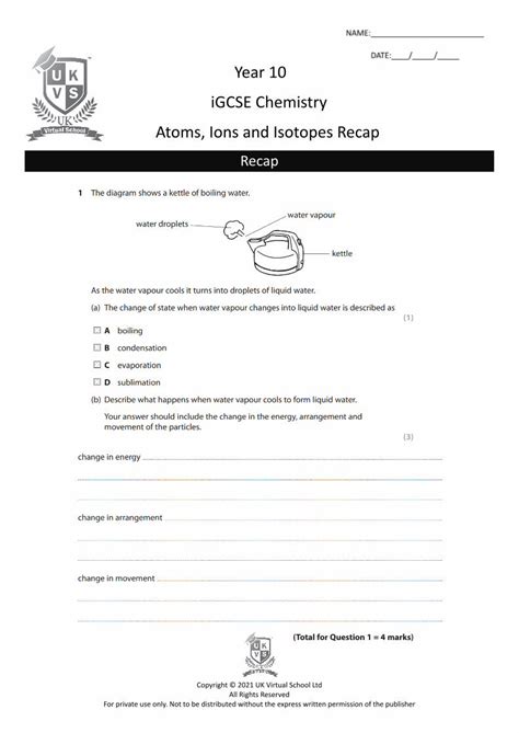 Pdf Yr 10 Igcse Chemistry 1 Atoms Ions And Isotopes Recap Dokumen
