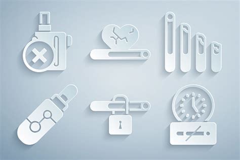 설정 금연 흡연 담배 전자 시간 심장 질환 및 전자 아이콘 벡터 0명에 대한 스톡 벡터 아트 및 기타 이미지 0명 3차원 형태 개념 Istock