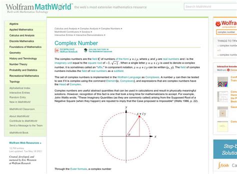 Wolfram Math World Complex Number Handout For 9th 10th Grade Lesson Planet