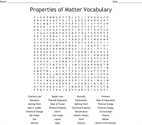 Breathtaking Properties Of Matter Word Search Printable Db Excel