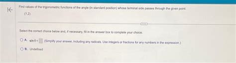 solved find values of the trigonometric functions of the