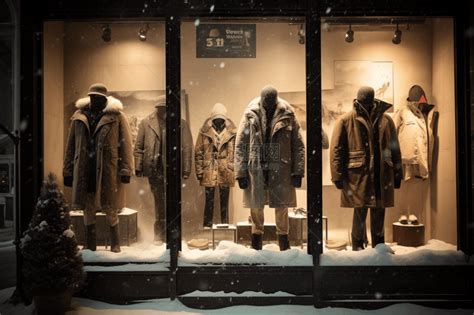 橱窗里展示的冬装高清图片下载 正版图片600079911 摄图网