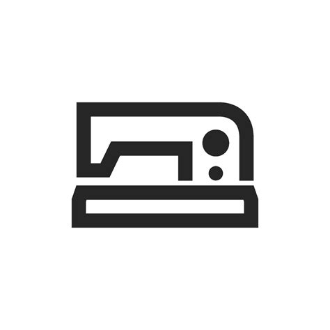 Vintage Sewing Machine Icon In Thick Outline Style Black And White