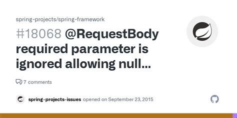 requestbody required parameter is ignored allowing null payloads [spr