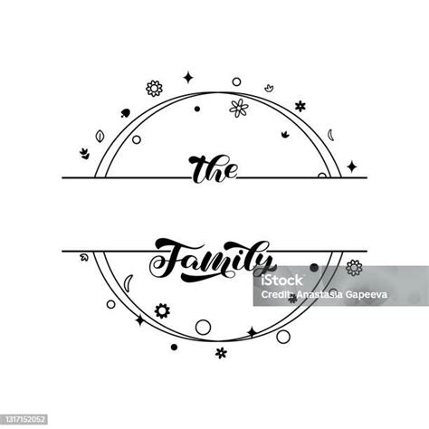 꽃과 요소와 가족 글자와 둥근 화환 포스터 및 카드에 대한 벡터 스톡 일러스트레이션 텍스트 공간 가족에 대한 스톡 벡터 아트 및 기타 이미지 Istock