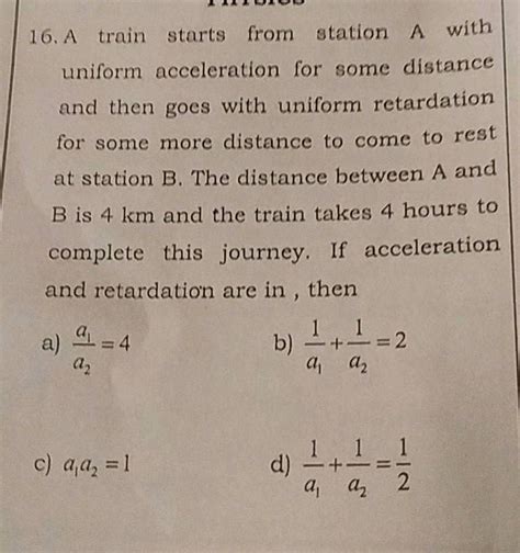 A Train Starts From Station A With Uniform Acceleration Alpha For Some