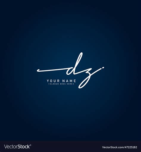 Dz Simple Signature Logo Handwritten Template Vector Image