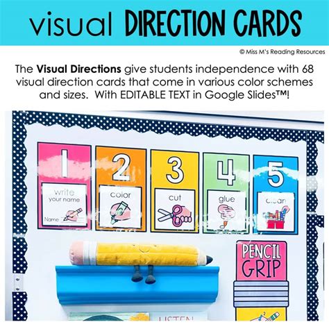 Classroom Management Visual Directions Cards Visual Instructions