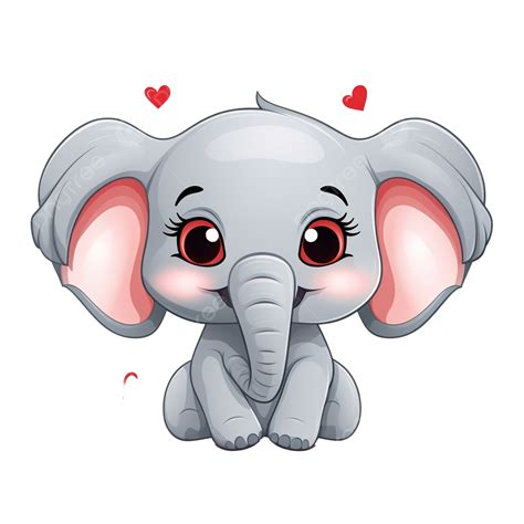 Elephant In Love Face Cartoon Cute Elephant Love Valentine Png
