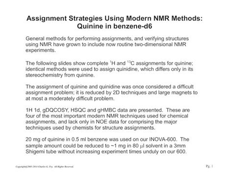 Pdf Assignment Strategies Using Modern Nmr Cicnmrnmrdatabrescmpdpdfsquinusing Nmr