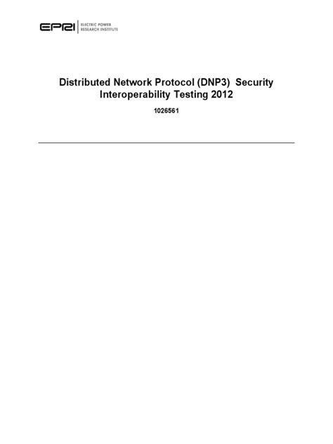 Distributed Network Protocol Dnp3 Security Interoperability Testing 2012 Pdf Computing