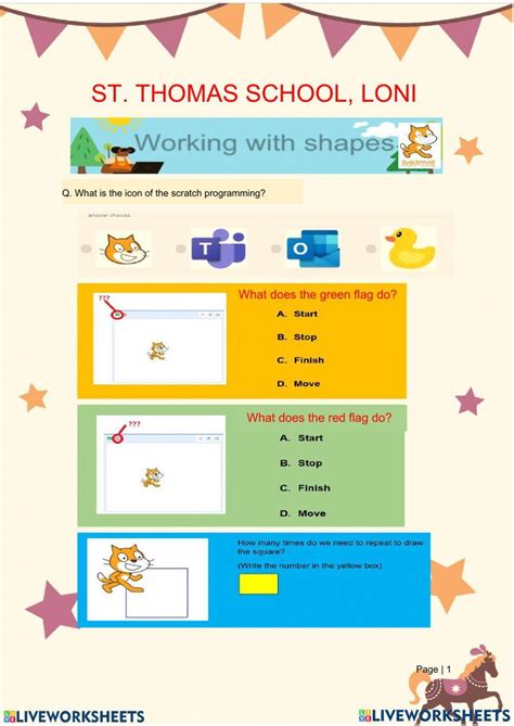 Class 4 Scratch Free Interactive Worksheets 2512174