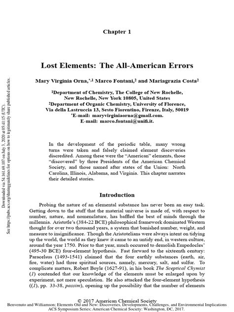 Lost Elements The All American Errors Pdf Chemical Elements Chemical Substances