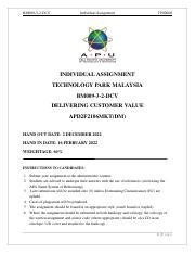 DCV Individual Assignment Docx BM009 3 2 DCV Individual Assignment
