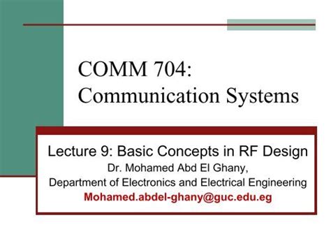 Basic Concepts In Rf Design