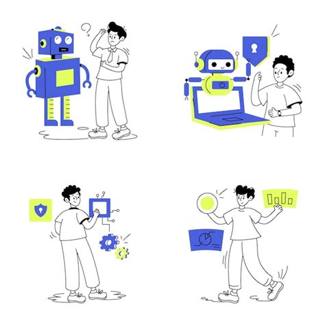 Premium Vector Set Of Robotics Line Illustrations
