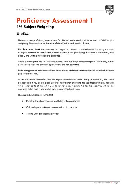Proficiency Assessment Instructions Biol1007 From Molecules To Ecosystems Assignment