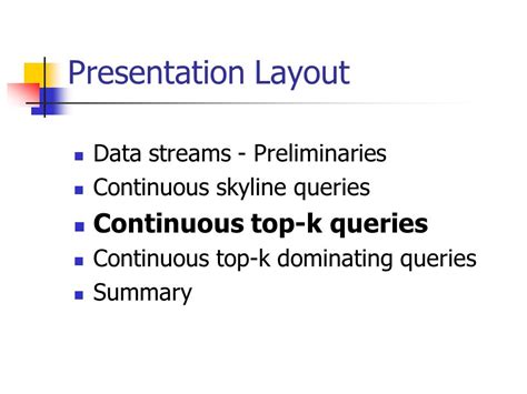 Continuous Processing Of Preference Queries In Data Streams A Survey Ppt Download