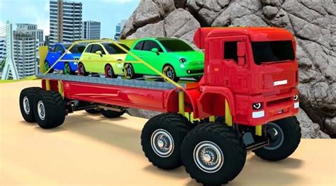 کارتون تصادف با ماشین پلیس تراکتور و تریلی بزرگ پارکینگ مخصوص ماشین