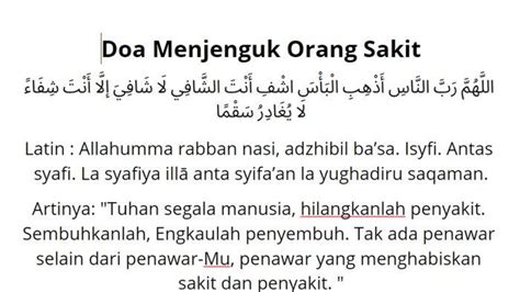 Doa Untuk Orang Sakit Supaya Cepat Sembuh Arab Latin Dan Artinya