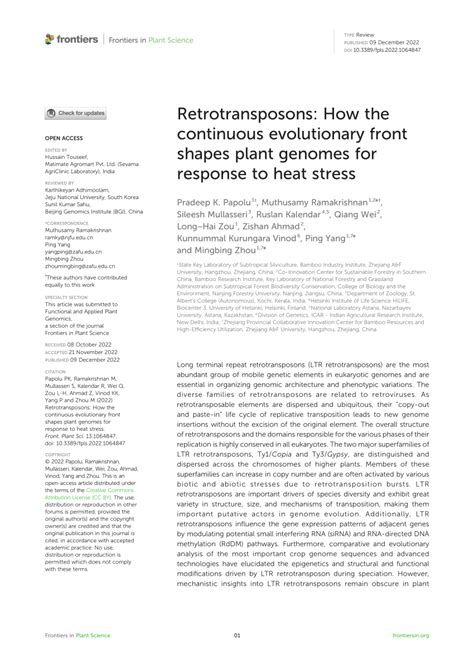 Pdf Retrotransposons How The Continuous Evolutionary Front Shapes