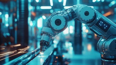 Robotic Arm Performing Precision Manufacturing Task Stock Illustration