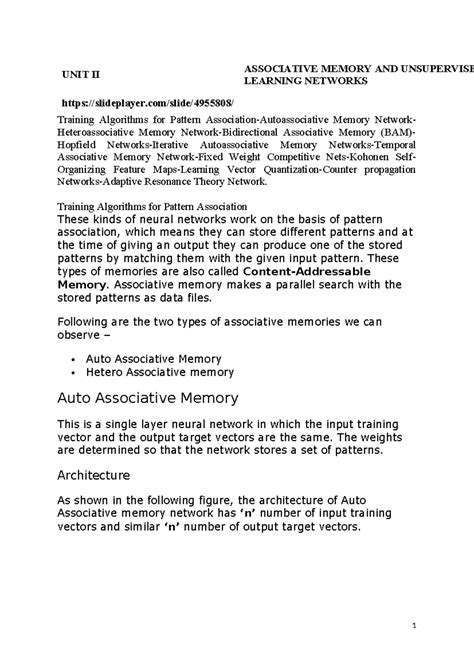 Unit 2 Nndl Neural Network Unit Ii Associative