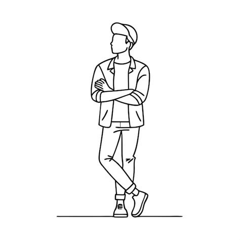 Premium Vector A Drawing Of A Woman With Her Arms Crossed