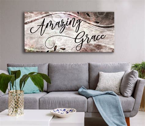 Christian Wall Art Amazing Grace V7 Wood Frame Ready To Hang Sense