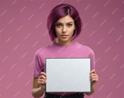 Premium Photo Woman Holding Empty Blank Sign Placard A Woman Holding