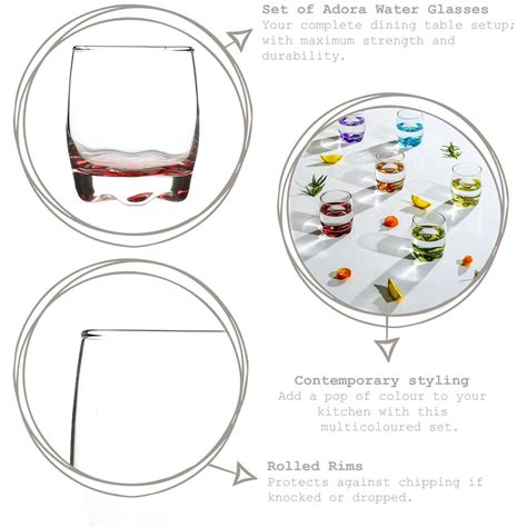 290ml Lav Adora Tumbler Glasses Multicolour Pack Of 6
