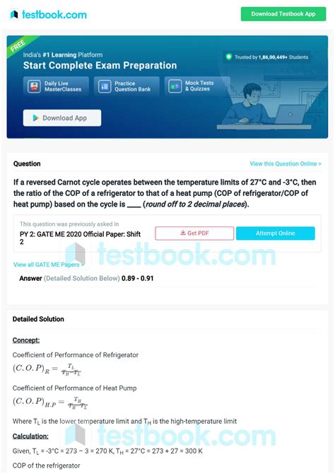 If A Reversed Carnot Cycle Operates Between The Te