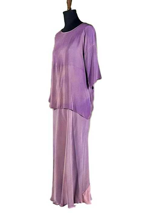 Pink Sage Two Piece With Tricia Eccentric Top And Slim Bias Skirt Luxury Shop Of Art By