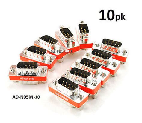 Pack Db Mini Null Modem Male Male Data Transfer Adapter Gender Changer Parallel Serial PS