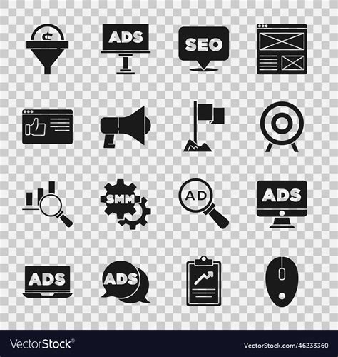 Set Computer Mouse Advertising Target Sport Seo Vector Image