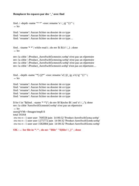 Remplacer Les Espaces Par Des Underscores Avec Find Pdf