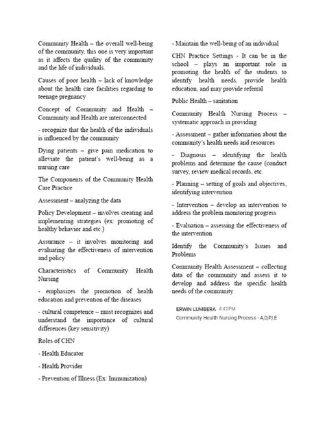 Chn Lec Lesson 1 Notes Pdf Preventive Healthcare Nursing