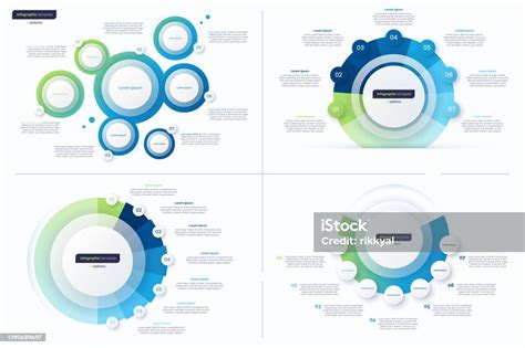 일곱 가지 옵션 서클 인포 그래픽 디자인 템플릿 세트 벡터 일러스트 레이 션 인포그래픽에 대한 스톡 벡터 아트 및 기타 이미지 인포그래픽 원형 7 Istock