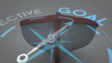 Animation Of Compass With Objective And Goal Text Over Boat Stock Video