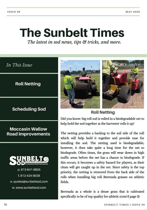 Sunbelt Times Issue May Sunbelt Sod Hydroseeding
