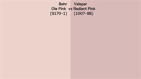 Behr Ole Pink S Vs Valspar Radiant Pink B Side By Side Comparison