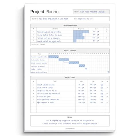 Project Planner Notepad Project Management Organizer Desk Want It All