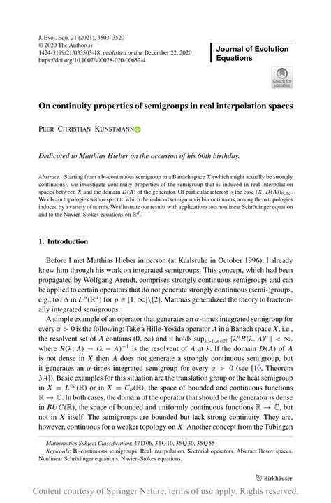 Pdf On Continuity Properties Of Semigroups In Real Interpolation Spaces
